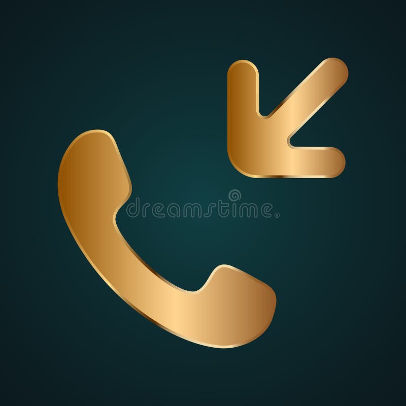 Income Call Icon Vector Logo. Gold Metal with Dark Background Stock ...