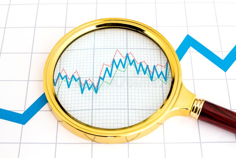 Income Growth Chart and Magnifier Showing Details of Process Stock ...
