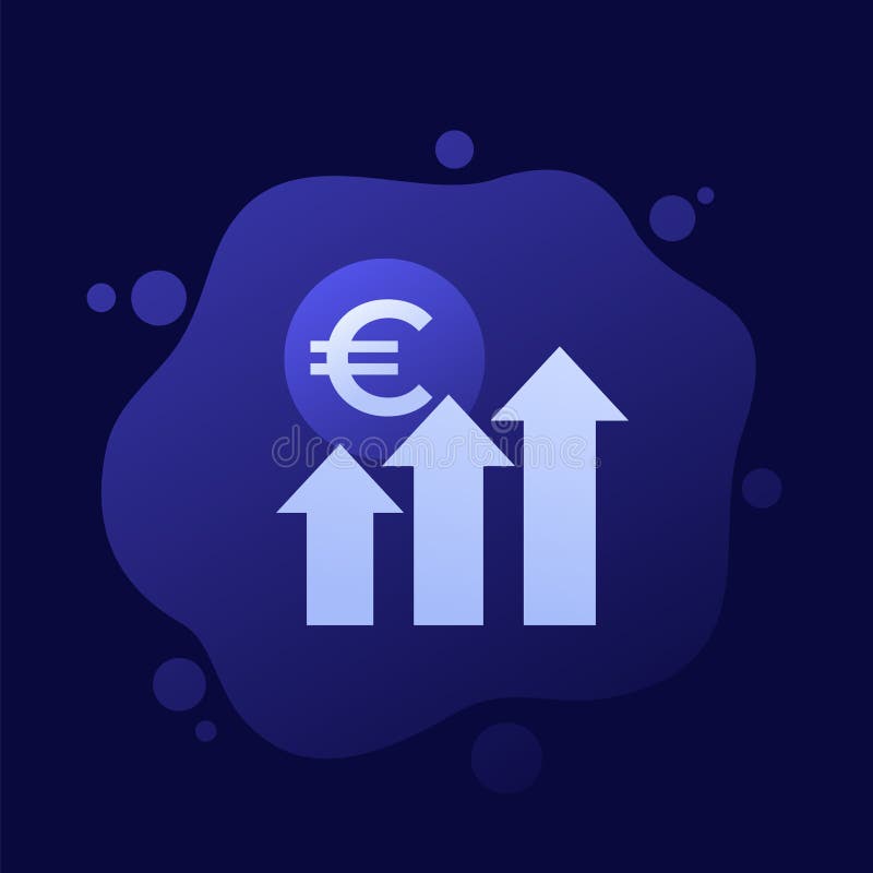 Income Growth Icon with Euro, Vector Design Stock Illustration ...