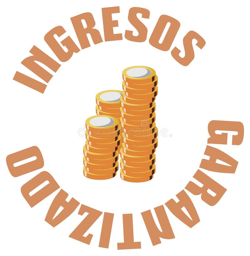 Income Guaranteed, Economic Entry, Work, Label, Spanish, Isolated ...