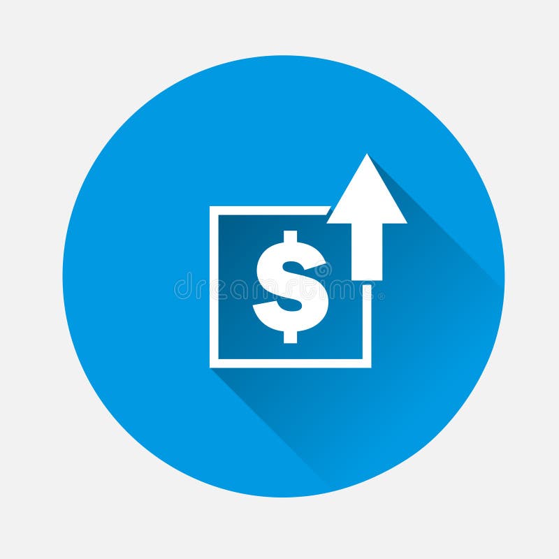 Income Level Growth Vector Icon on Blue Background. Flat Image with ...