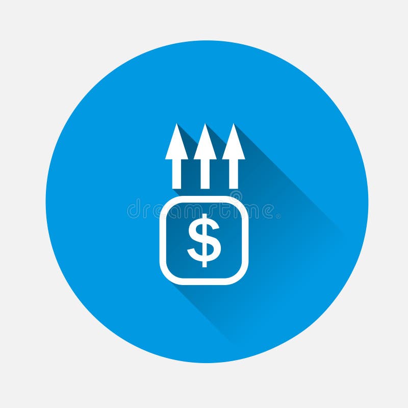 Income Level Growth Vector Icon on Blue Background. Flat Image with ...