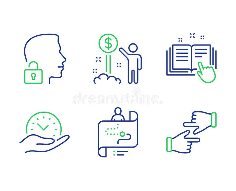 Income Money, Safe Time and Journey Path Icons Set. Vector Stock Vector ...