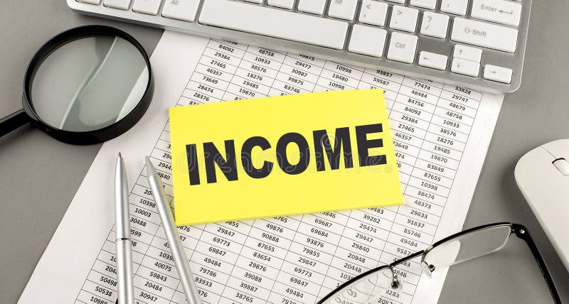 INCOME Text Written on a Sticky on Chart with Keyboard and Magnifier ...