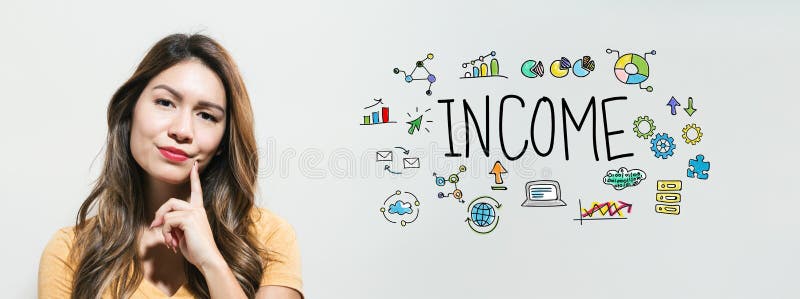 Income with young woman stock image. Image of finance - 138873455
