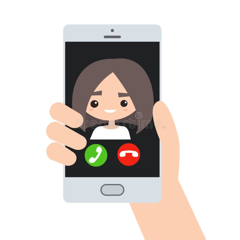 Incoming Call, Cute Brunette Girl Stock Vector - Illustration of ...