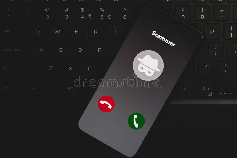 Incoming Call from Scammer. Online Scam on Phone Stock Image - Image of ...
