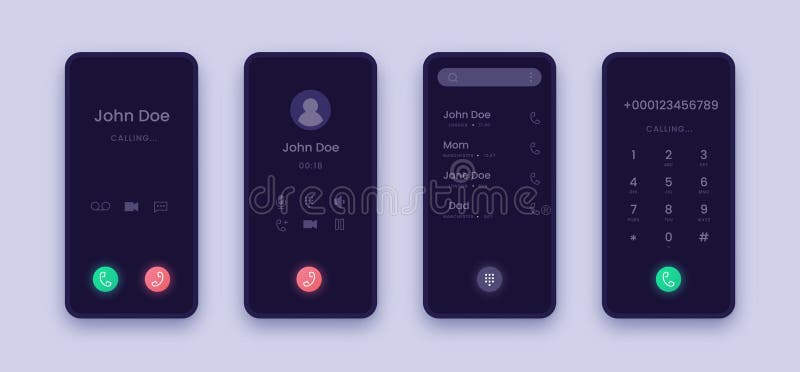 Incoming Call Screen. Smartphone Application UI with Contact Interface ...