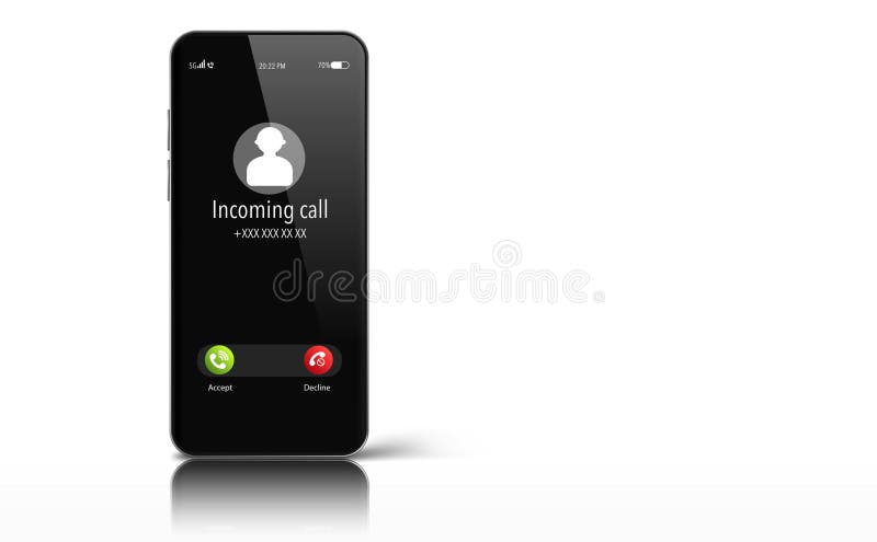 Incoming Call Screen on Smartphone. Interface. Buttons Accept, Reject ...