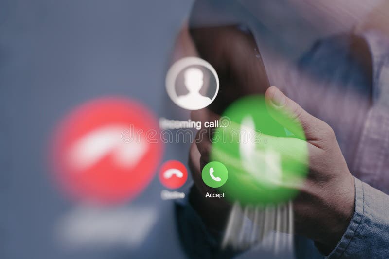 Incoming Call on Smartphone Screen. Concept with Blur and Double ...