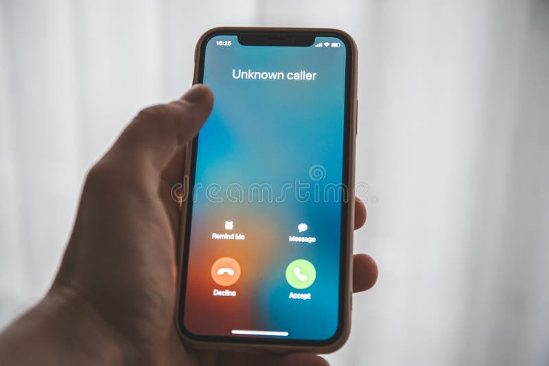 Incoming Call from Unknown Number. Scam Online on Phone Stock Image ...