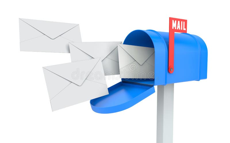 Incoming Mail. Blue Mailbox with Letters Stock Illustration ...