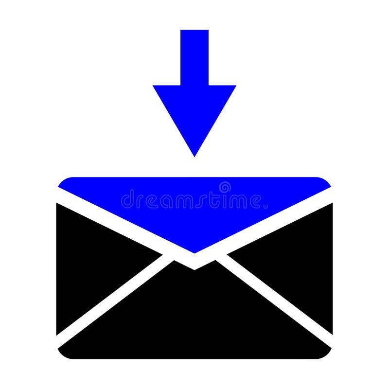 Incoming Mail Icon, Black Vector Sign with Editable Strokes, Concept ...
