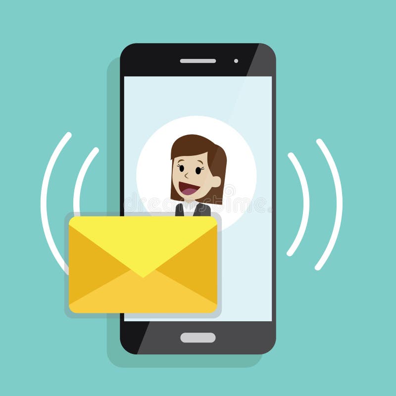 Incoming Message or Email. Smartphone with Sms Screen with Women ...