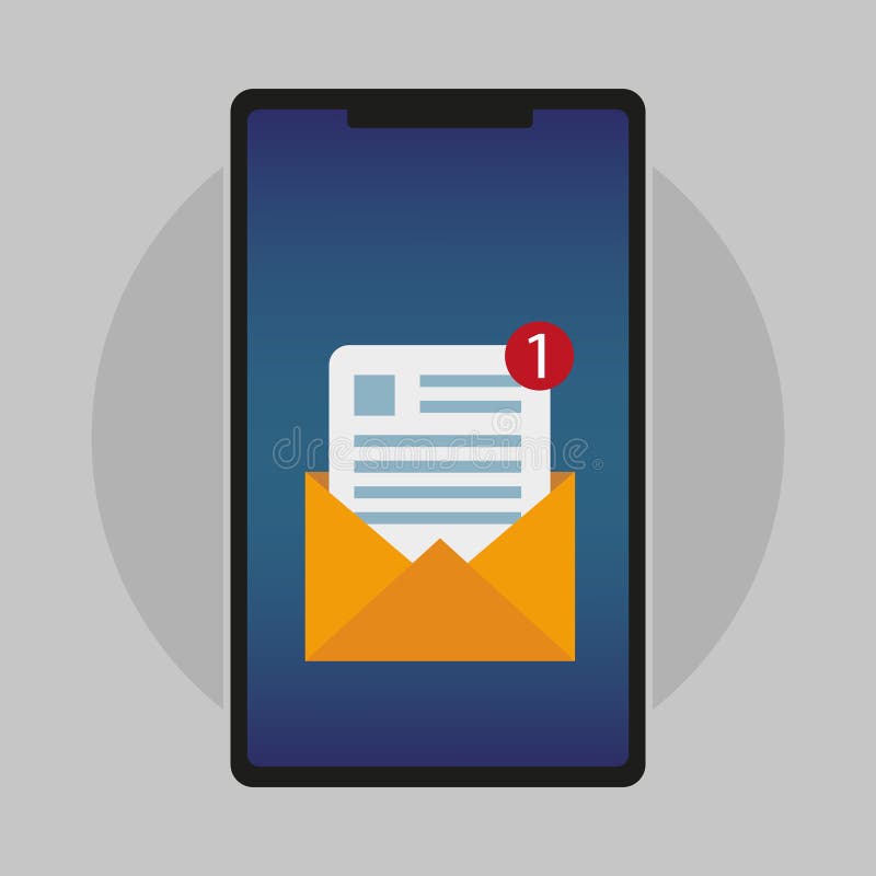 Incoming Message Notification Icon. New Email Alert. Smartphone Screen ...