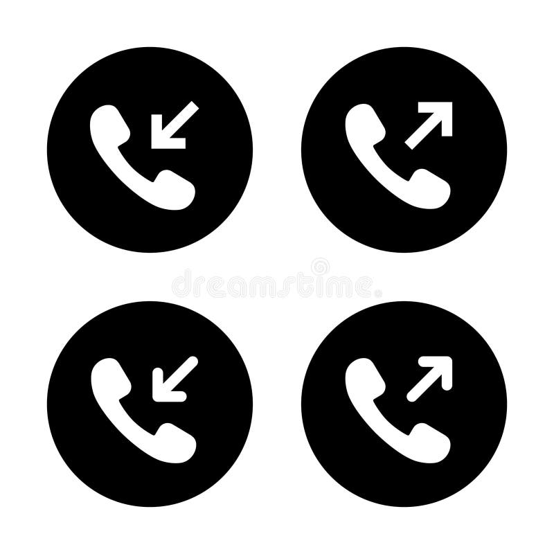 Incoming and Outgoing Call Icon on Black Circle. Phone Communication ... Incoming and Outgoing Call Icon on Black Circle. Phone Communication ...