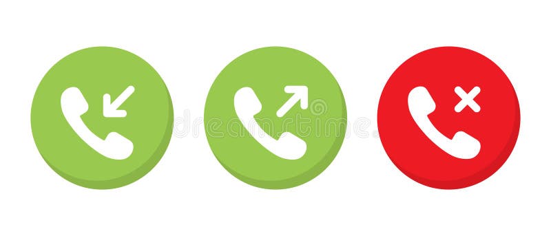 Incoming, Outgoing, and Missed Call Icon Vector in Flat Style Stock ...