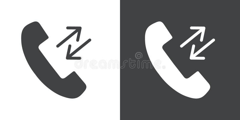 Incoming Outgoing Phone Call Icon Flat Set in Black and White Color ...
