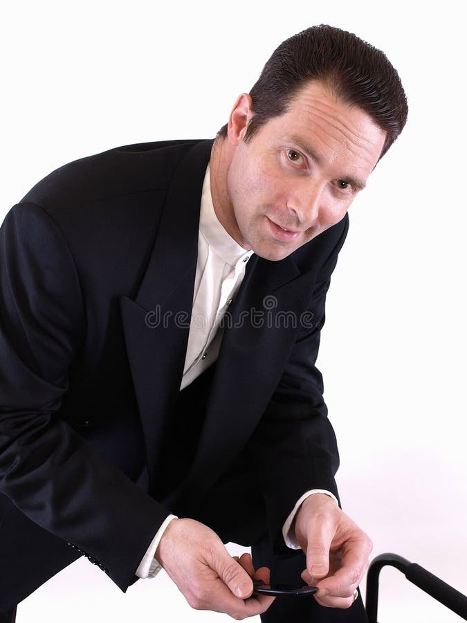 Incoming Text stock image. Image of white, suit, leaning - 9422671