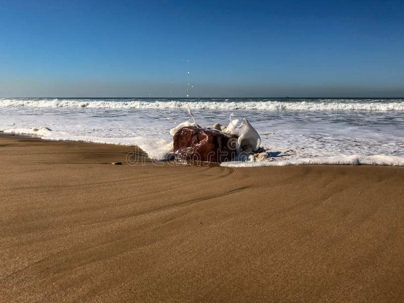 Incoming Tide on Sand Beach, Atlantic Ocean, Agadir, Morocco Stock ...