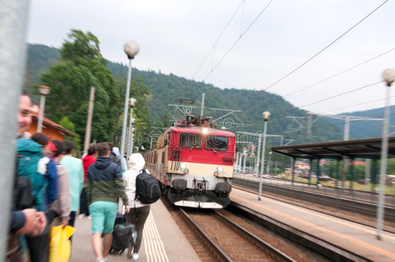Incoming Train of the Berlin S-Bahn at a Station in Berlin-Lichtenrade ...