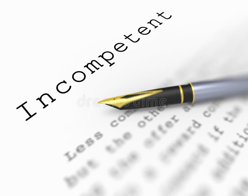 Incompetent Word Shows Unskilled Incapable Stock Illustration ...