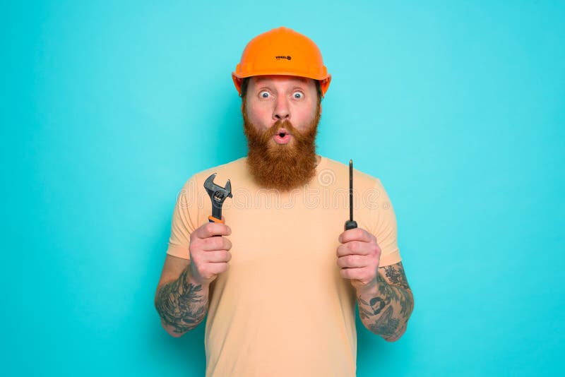 Incompetent Worker is Afraid and Worried about His Work Stock Photo ...