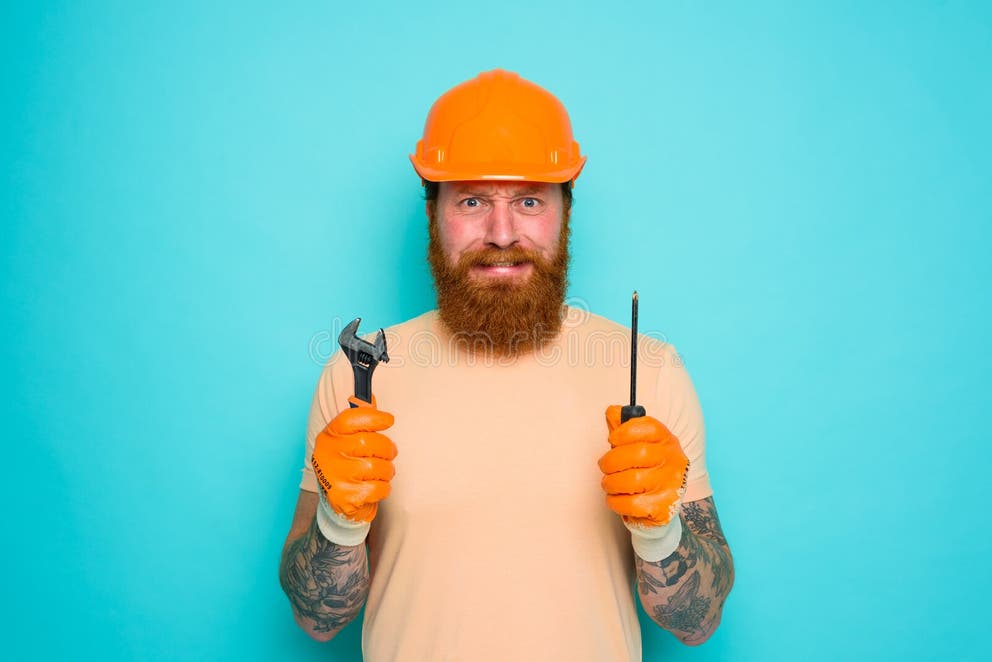 Incompetent Worker is Afraid and Worried about His Work Stock Image ...