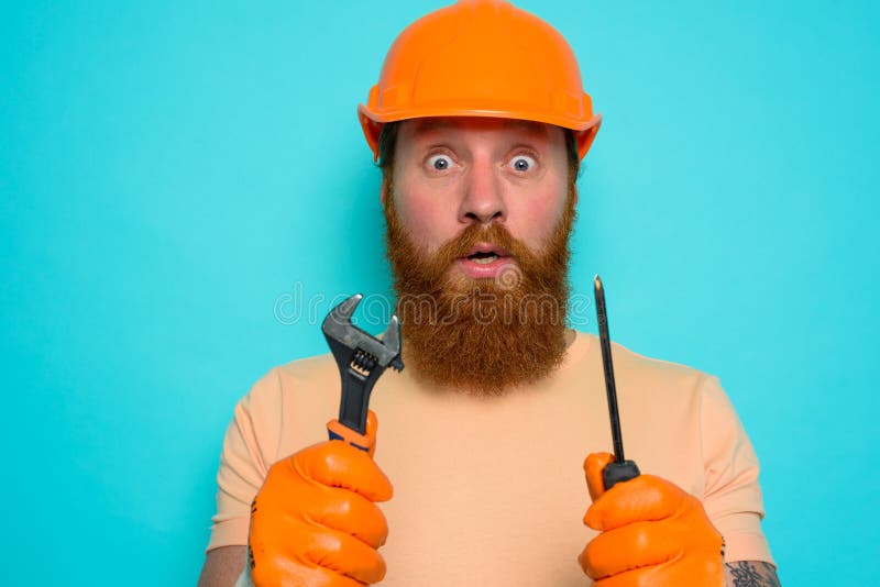 Incompetent Worker is Afraid and Worried about His Work Stock Photo ...