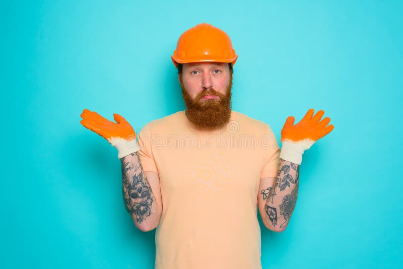 Incompetent Worker is Unsure and Worried about His Work Stock Image ...