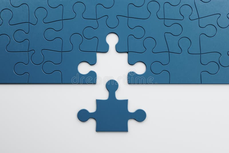 Incomplete Blue Puzzles on White Table Stock Illustration ...