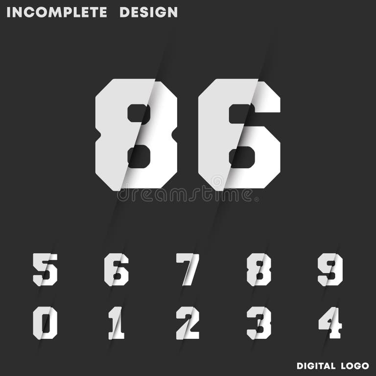 Incomplete Digital Design. Set of Numbers 0 1 2 3 4 5 6 7 8 9 Stock ...