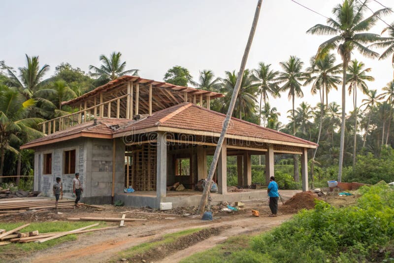 Incomplete House Construction Structure in Kerala Stock Illustration ...