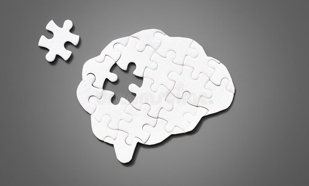 Incomplete Human Brain Puzzle on Gray Stock Image - Image of symbol ...