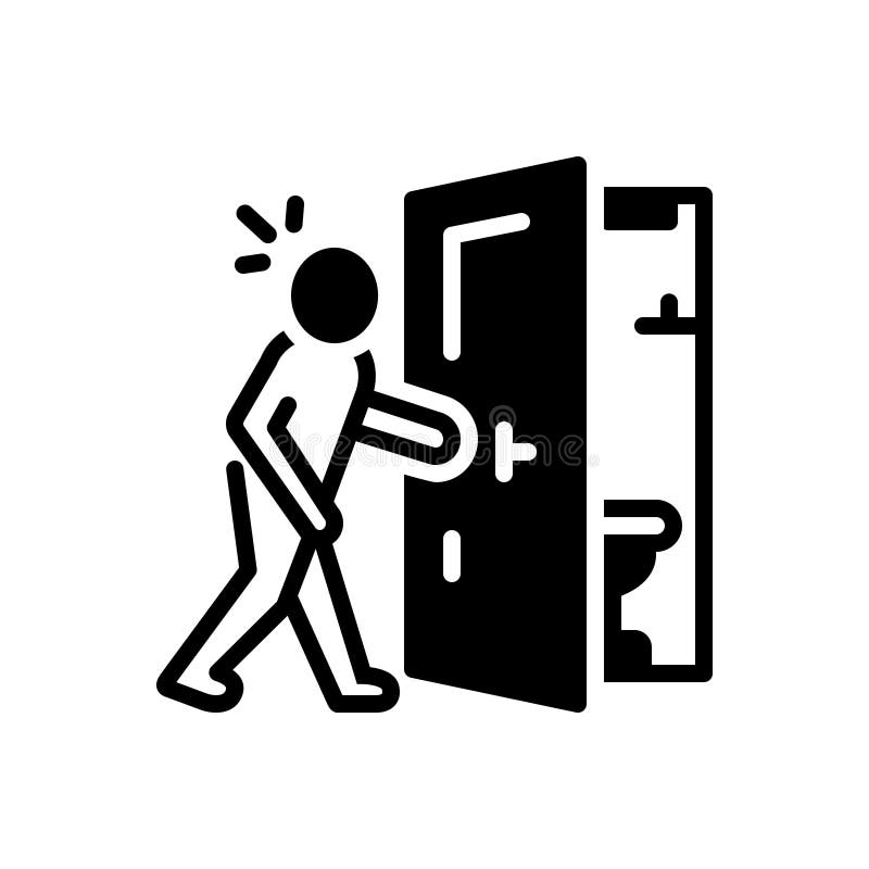 Black Solid Icon for Incontinence, Incontinency and Door Stock Vector ...