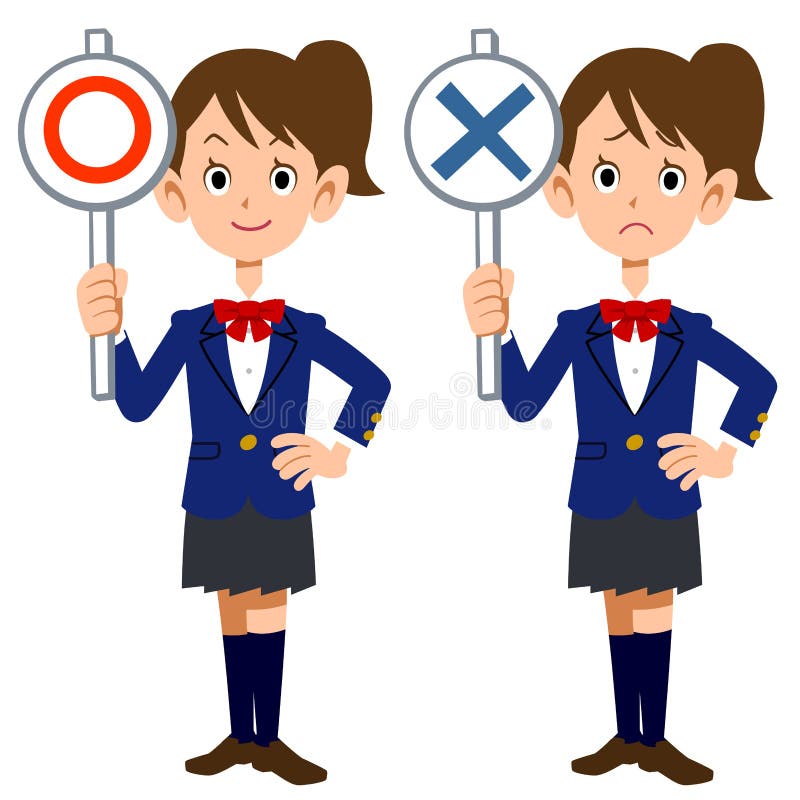 Female Student Shows Answers of Correct and Incorrect Stock Vector ...