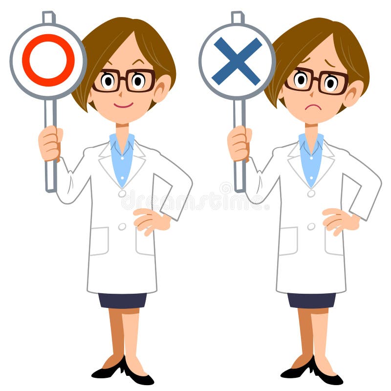 Woman in White Suit Shows Correct and Incorrect Answer Stock Vector ...