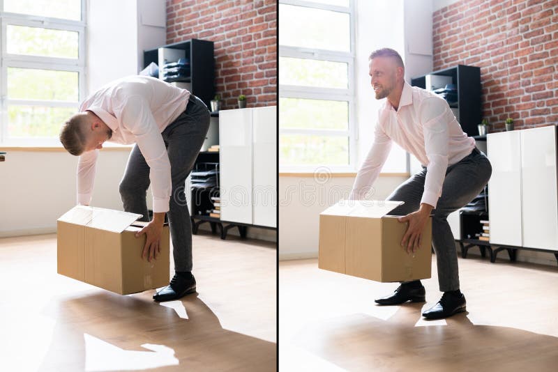 Incorrect Box Lifting Posture Stock Photo - Image of correct, wrong ...