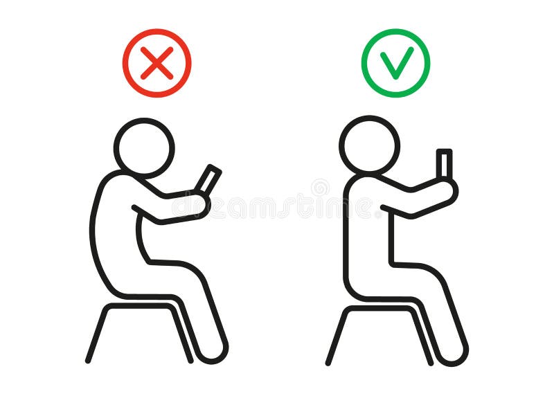Correct Phone Posture Stock Illustrations – 85 Correct Phone Posture ...
