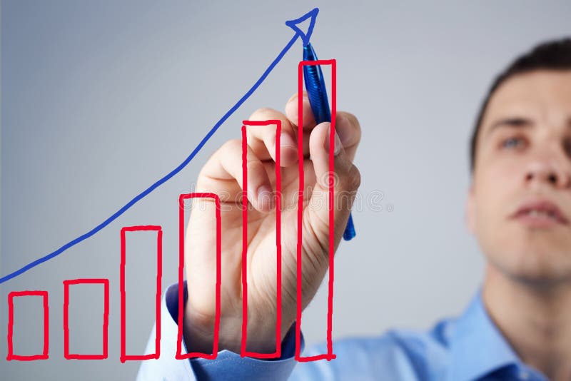 Drawing Chart Representing Growth Stock Image - Image of idea, graph ...