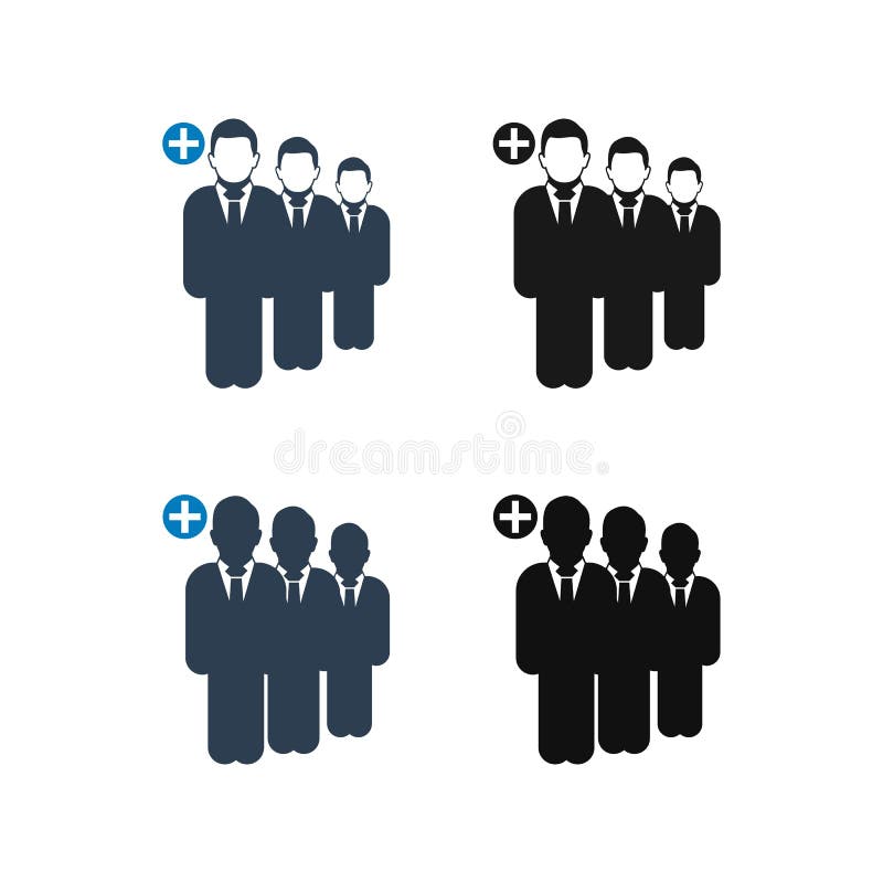 Increase, Add User Icon Set. Stock Vector - Illustration of member ...