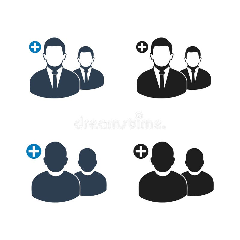 Increase, Add User Icon Set. Stock Vector - Illustration of symbol ...