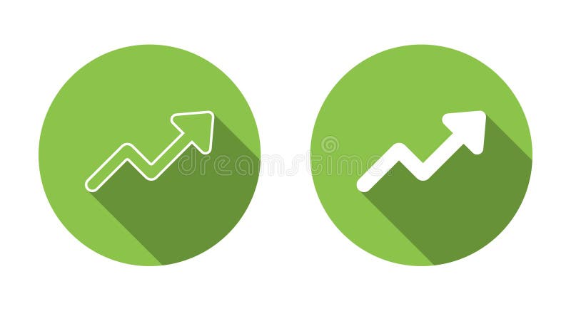 Increase Arrow Icon with Long Shadow. Zigzag Up Arrows Concept Stock Vector - Illustration of ...