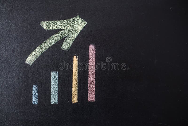 Increase Arrow Up on Blackboard Stock Image - Image of graph ...