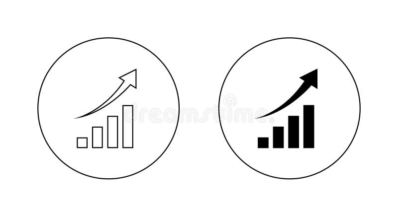 Increase Bar Chart Icon on Circle Line. Growing Graph Arrow Concept ...