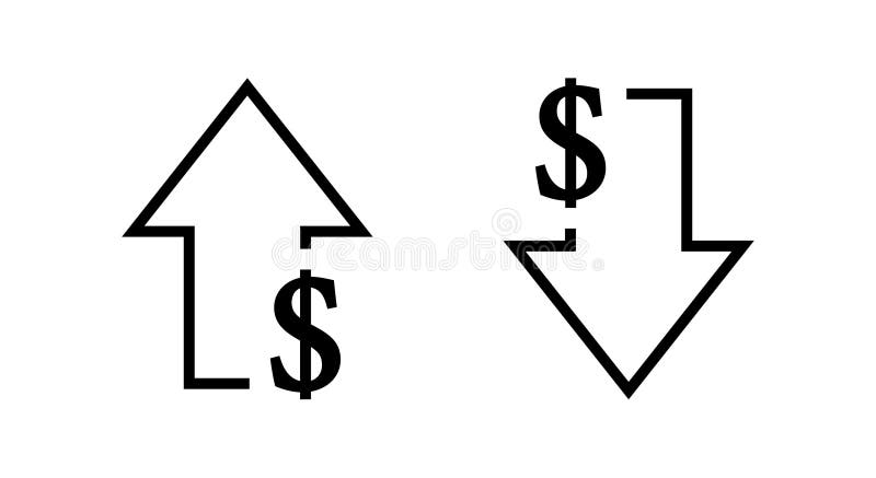 Increase and Decrease Dollar Arrow Icon. USD Up and Down Sign Symbol Stock Vector - Illustration ...