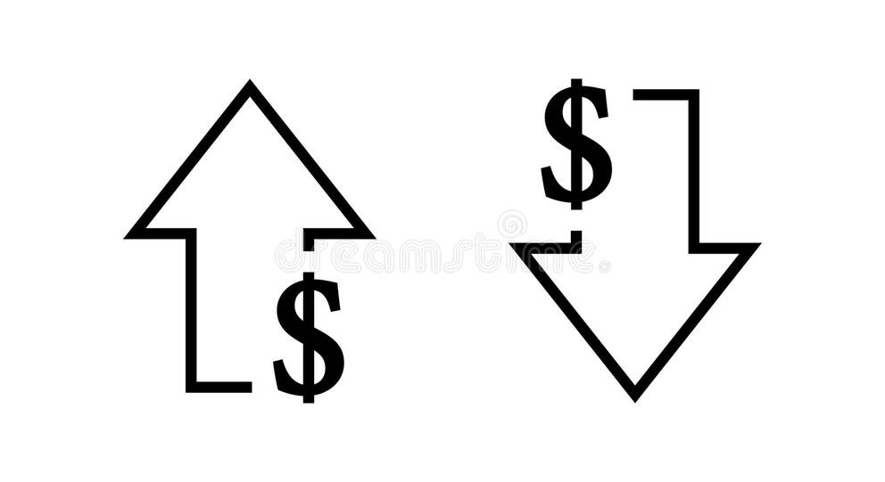 Increase and Decrease Dollar Arrow Icon. USD Up and Down Sign Symbol Stock Vector - Illustration ...
