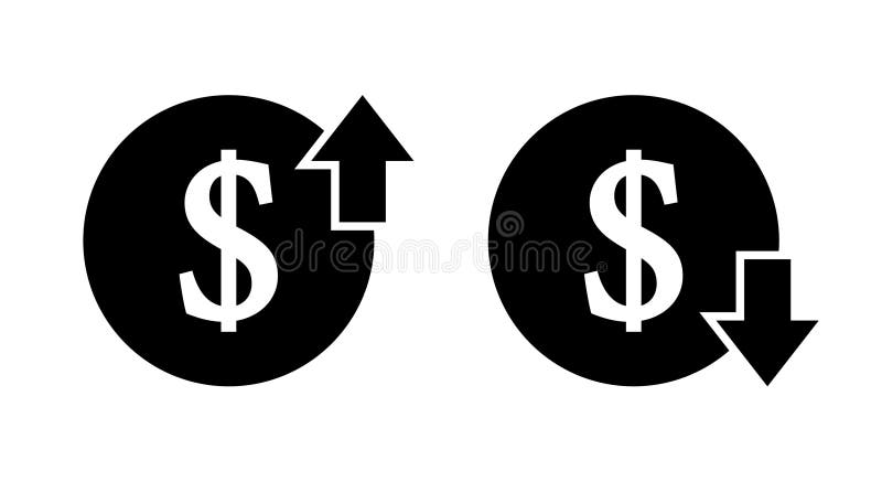 Increase and Decrease Dollar Price Icon. Up and Down Currency Arrow Sign Symbol Stock ...