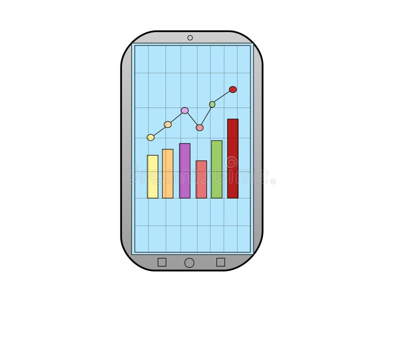 Increase and Decrease Graph Chart in a Smartphone Mode. Illustration ...