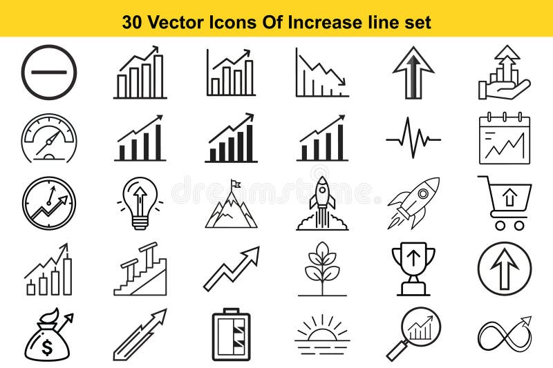 Increase and Decrease Line Icons: Editable Vector Charts, Graphs, Arrows, and Infographics Stock ...